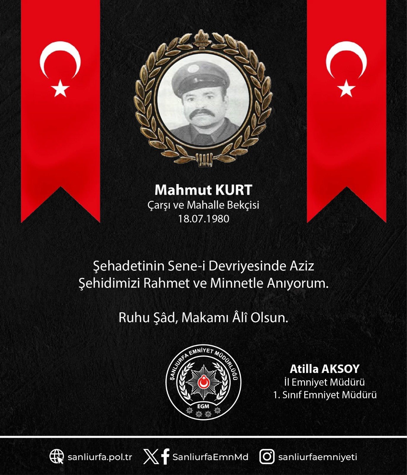 Şanlıurfa Emniyeti, Şehit Bekçi Mahmut Kurt’u Unutmadı! - Urfa Haberleri